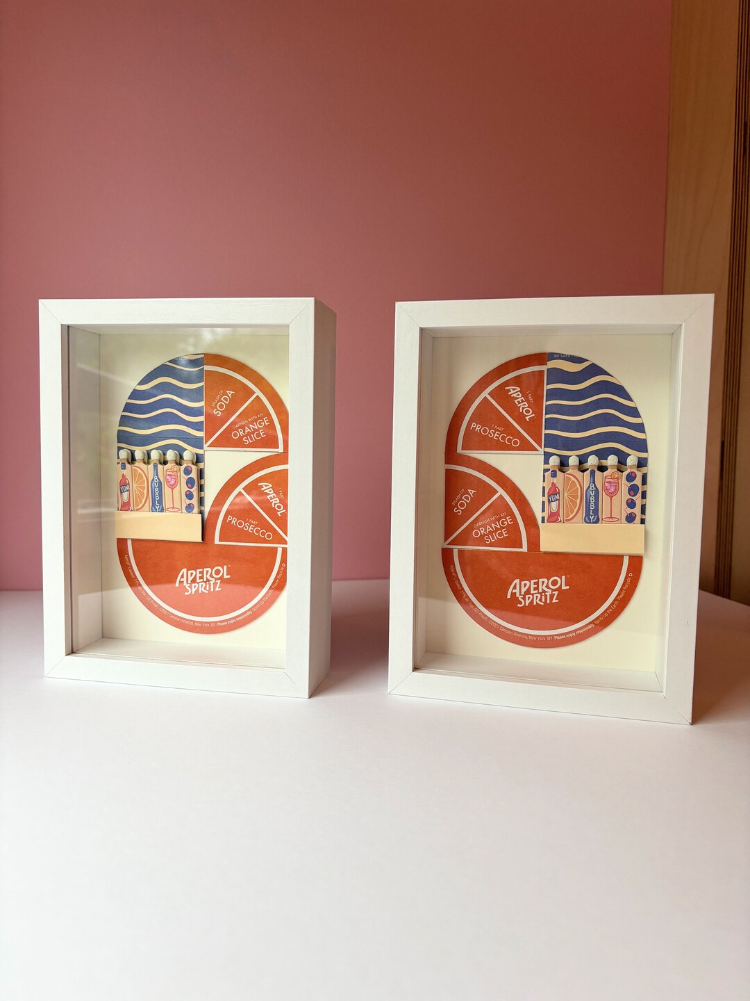 Mini Aperol Spritz Matchbook Art Shadow Box Bar Cart Decor Trendy ...