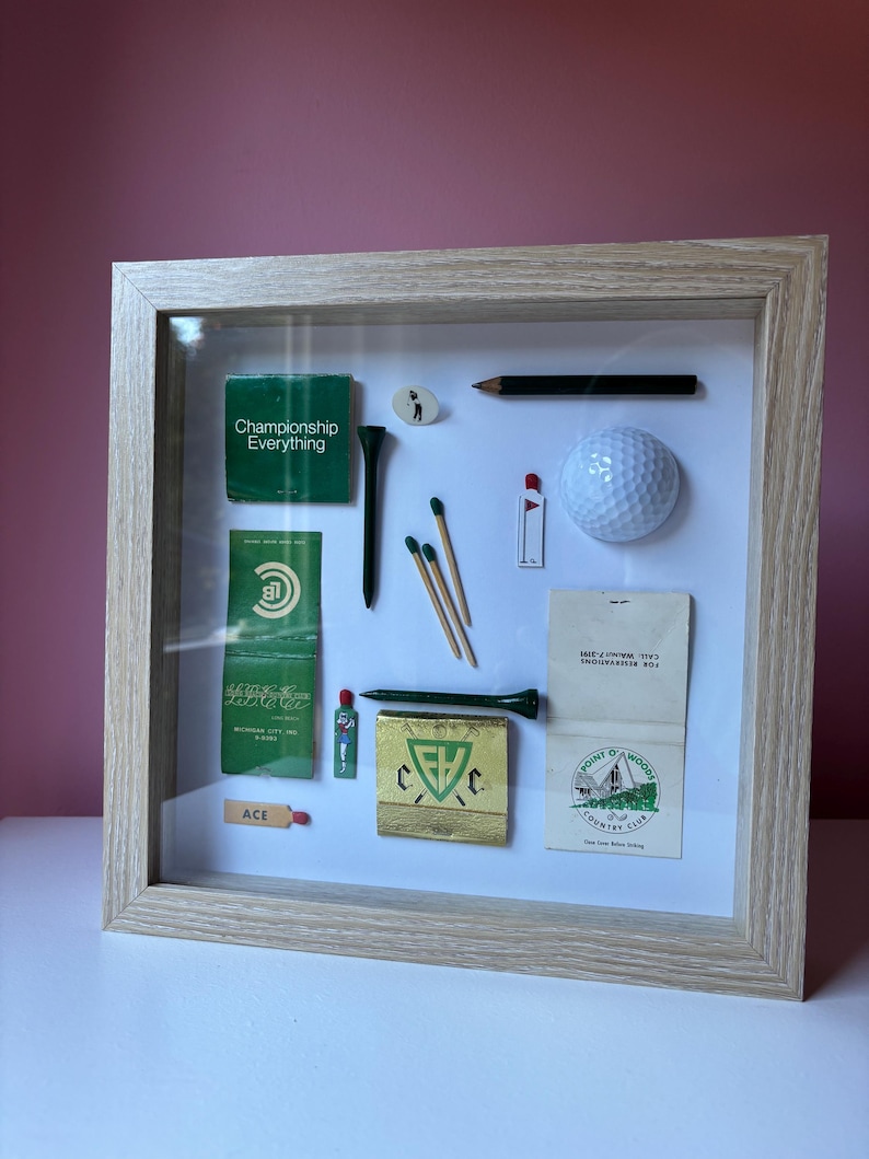 Vintage Golf Shadowbox Art, 3D Golf Ball & Matchbooks Decor - Etsy