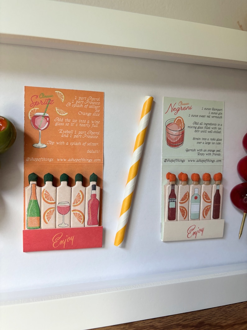 Cocktail Recipe Matchbook Art: Martini, Aperol Spritz, Negroni ...
