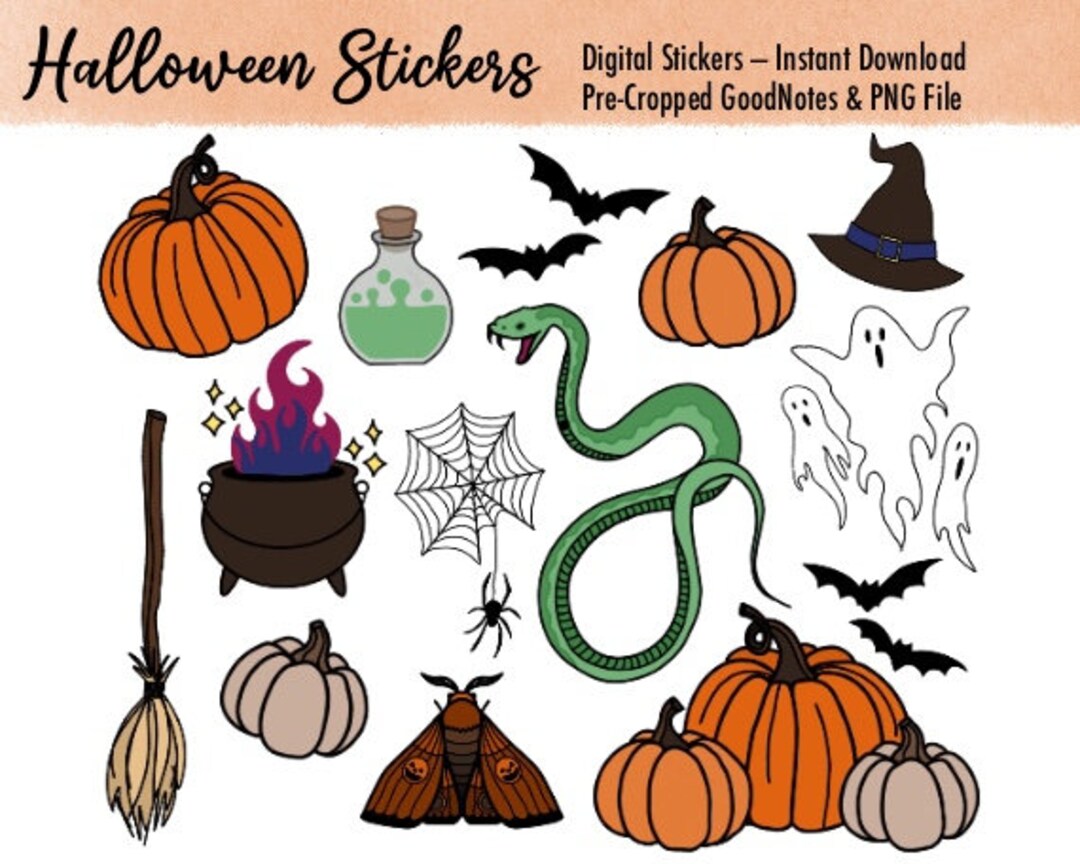 Halloween Digital Stickers 2023 | Cute and Spooky Stickers for Digital ...