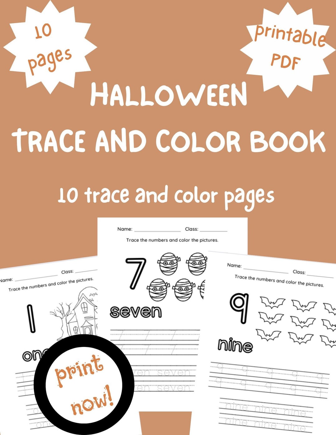 Halloween Bundle Number Coloring and Tracing Pages, Coloring for Kids ...