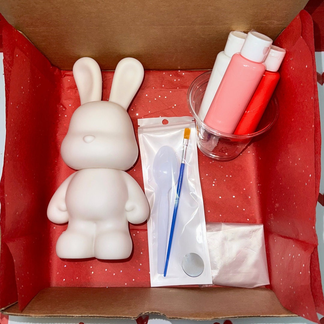 DIY Fluid Art Rabbit Piggy Bank Kit, Painting Kit, Art Paint Kits ...