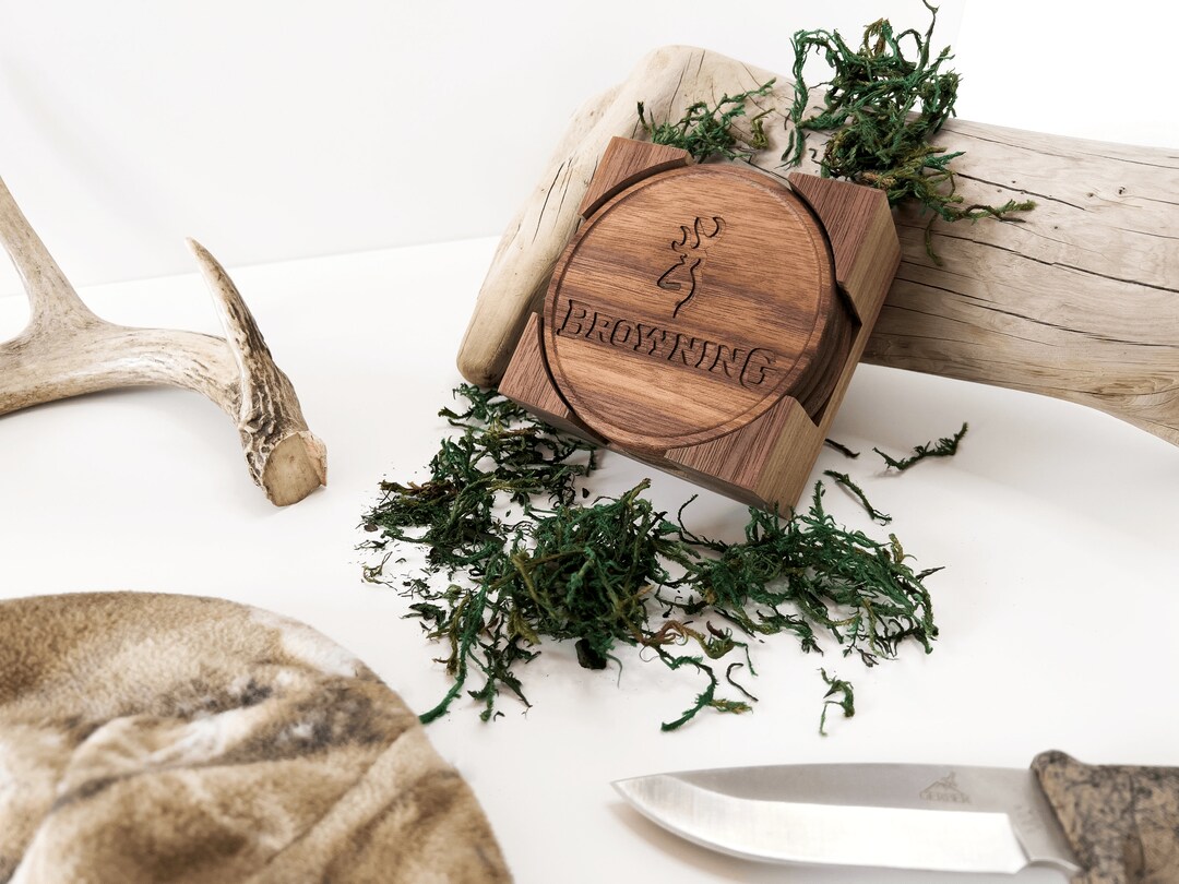 Round Hunting Coasters, Real Wood, Hunting Decor, Gift for Him, Rustic ...