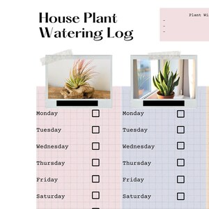 Watering Log for House Plants - Etsy