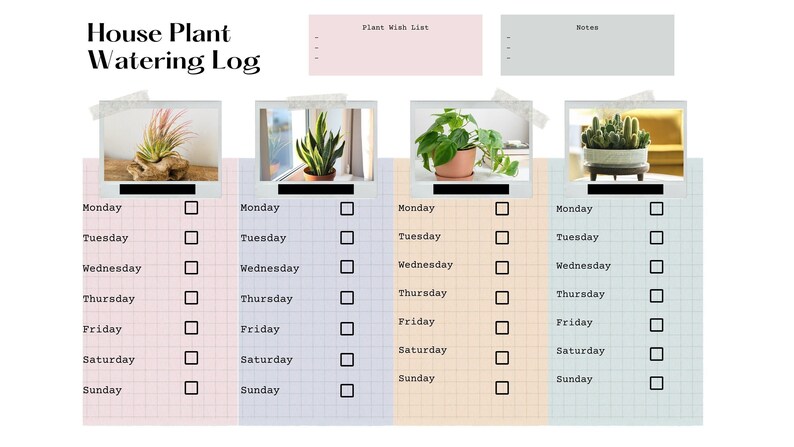 Watering Log for House Plants - Etsy