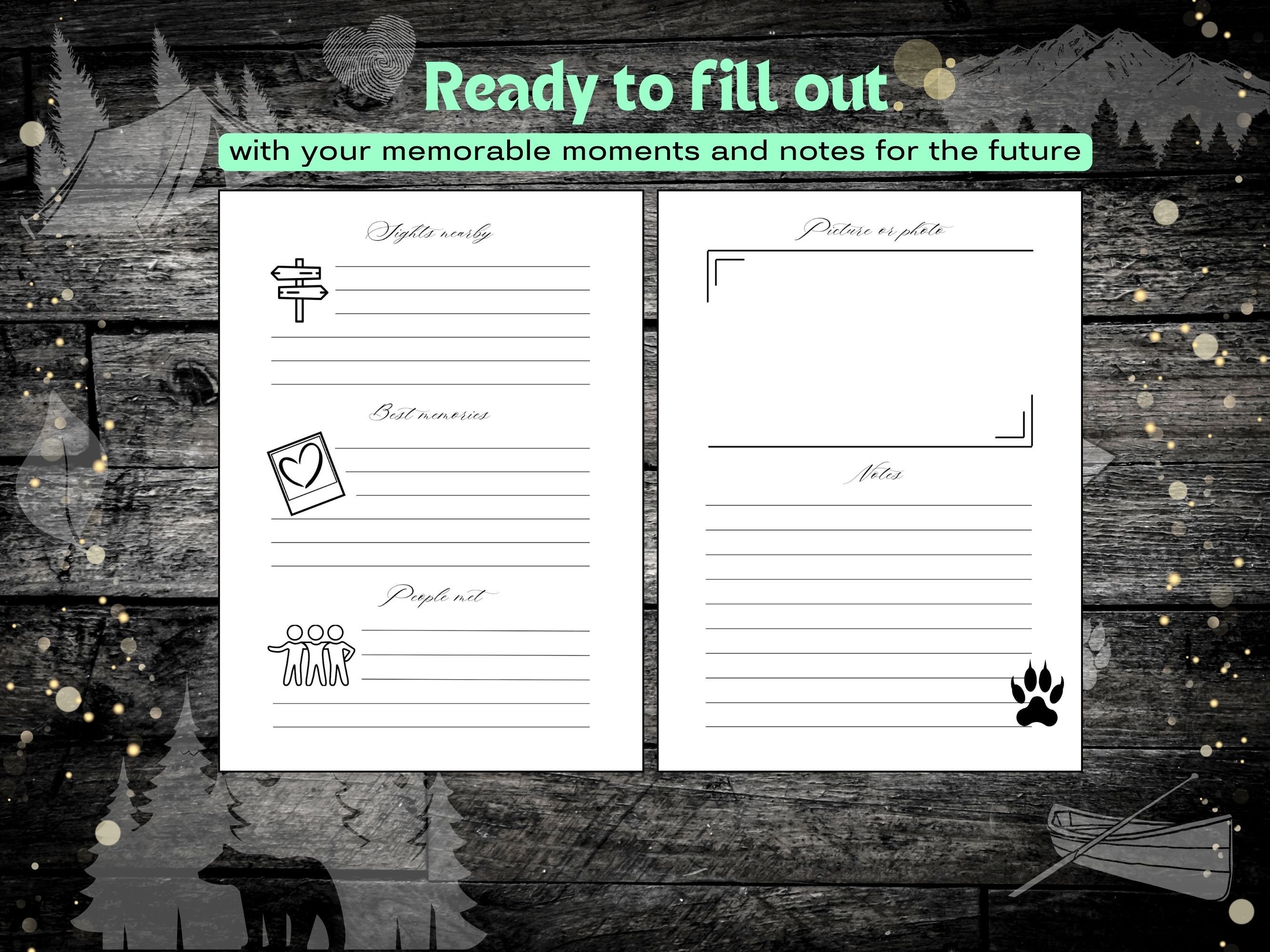 Printable Camping Logbook 134 Pages + Cover Page | Ready to Download ...