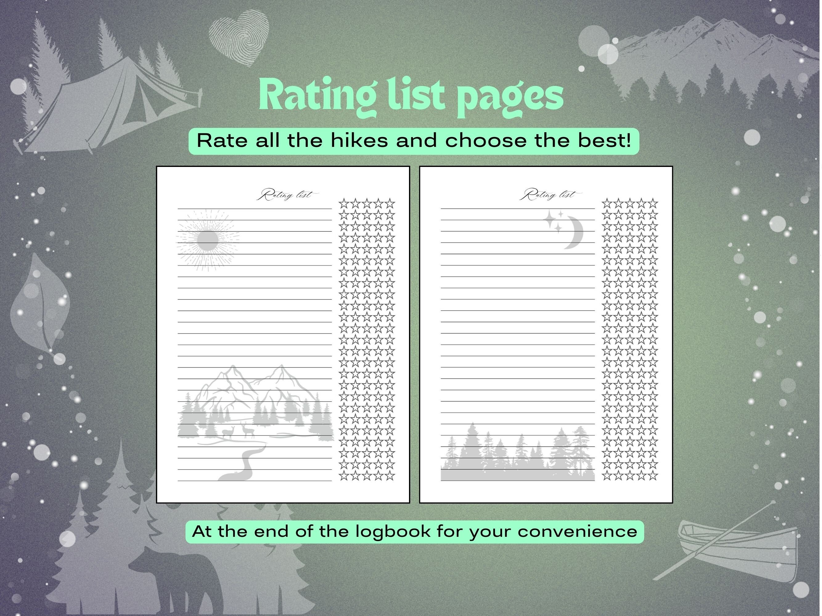 Printable Hiking Logbook & Adventures Journal 105 Pages for 50 Hikes ...