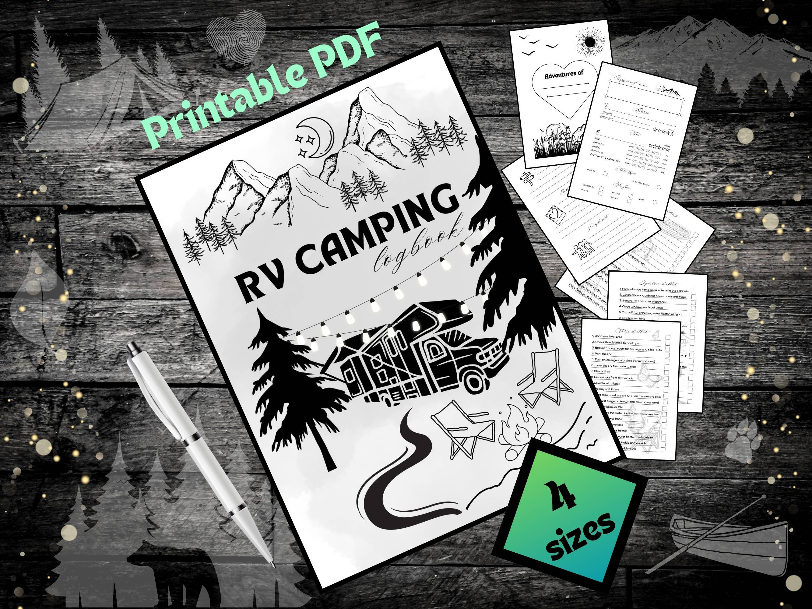 RV Camping Logbook Printable PDF Letter, A4, A5, Half Letter 10 Unique ...