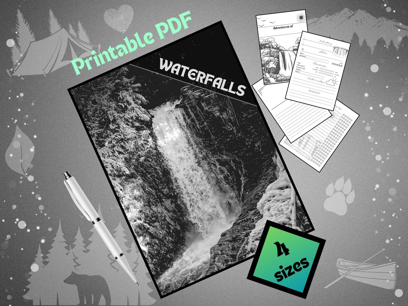 Printable Waterfalls Logbook 124 Pages for 60 Waterfalls + Cover Page ...