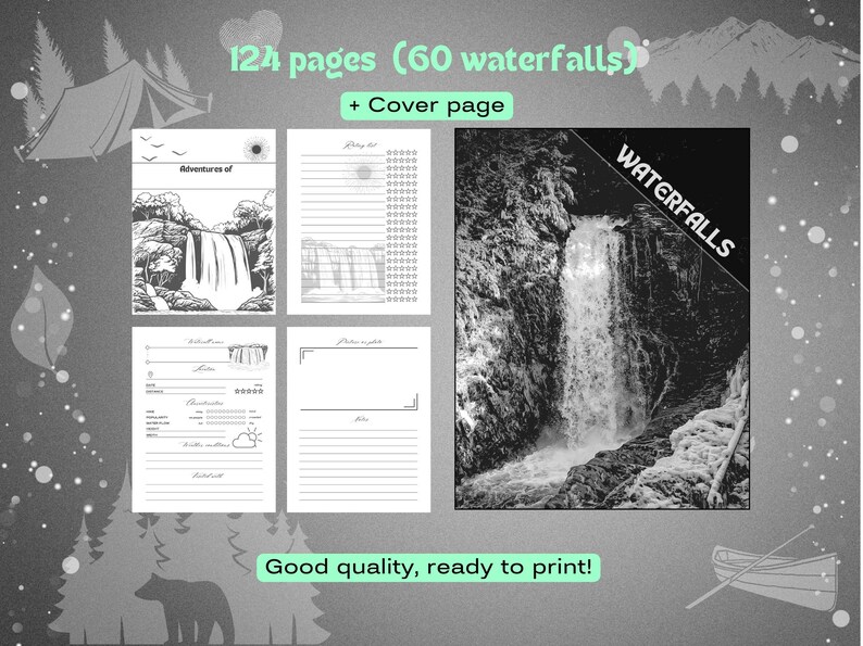 Printable Waterfalls Logbook 124 Pages for 60 Waterfalls + Cover Page ...