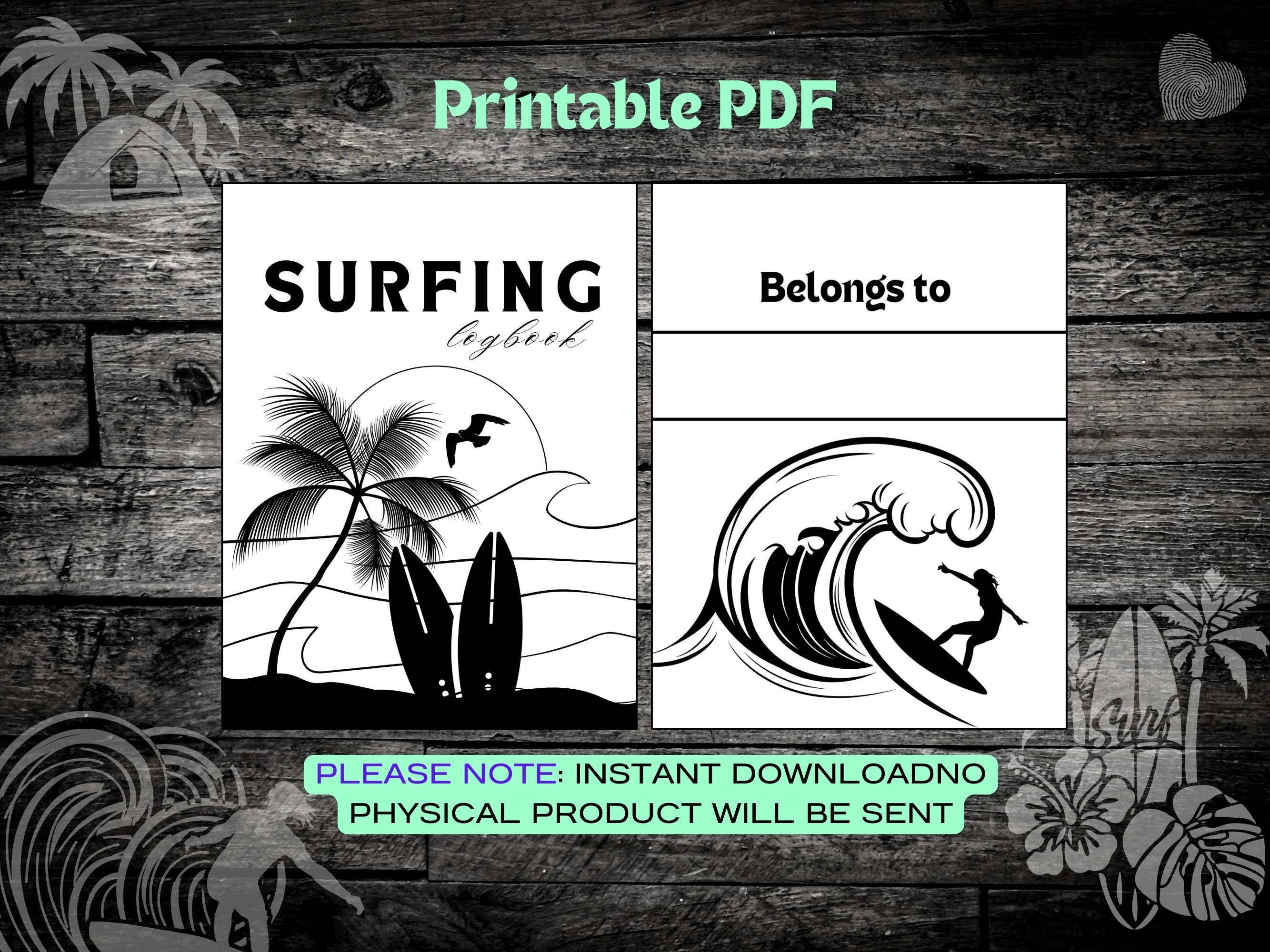 Printable Surfing Logbook & Performance Journal 121 Page for 60 Surf ...