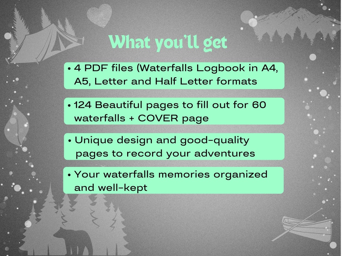 Printable Waterfalls Logbook 124 Pages for 60 Waterfalls + Cover Page ...