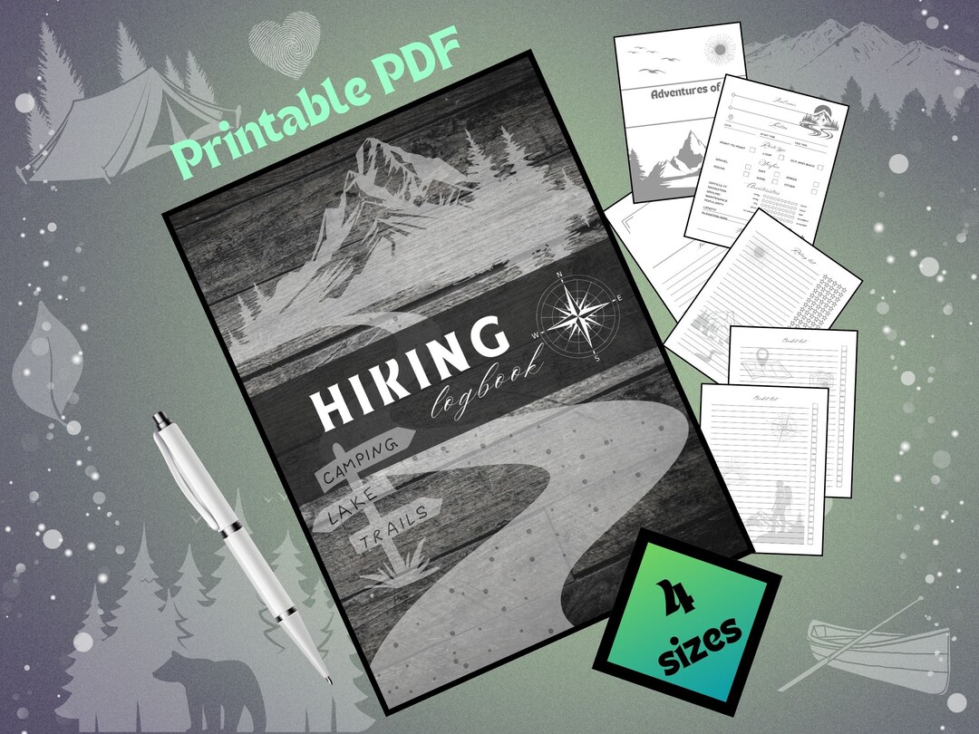Printable Hiking Logbook & Adventures Journal 105 Pages for 50 Hikes ...