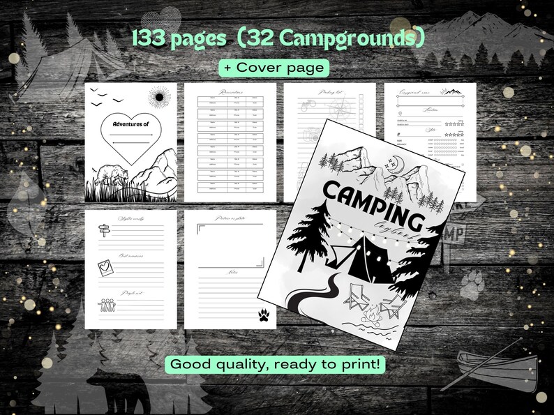 Printable Camping Logbook 134 Pages + Cover Page | Ready to Download ...