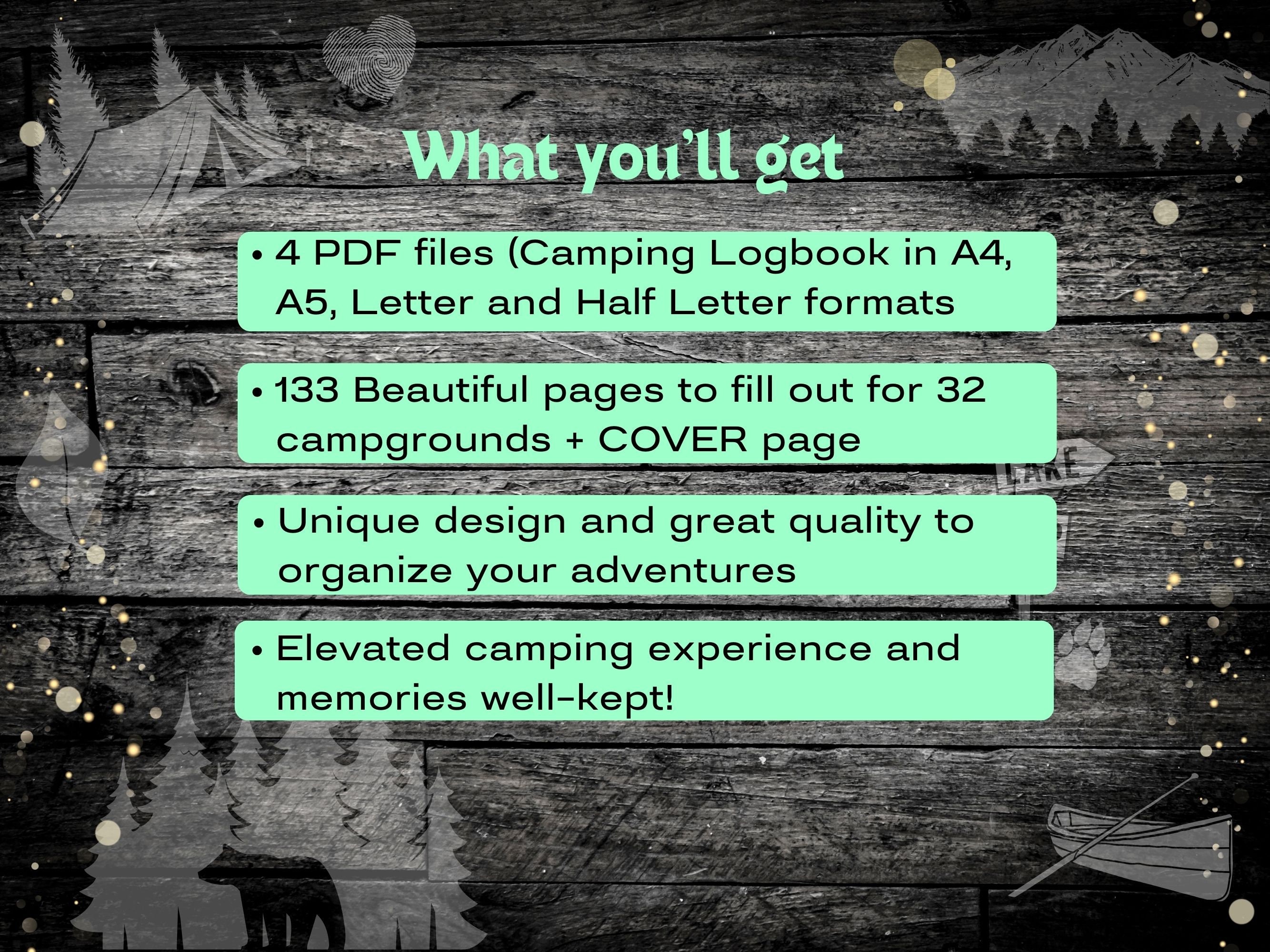 Printable Camping Logbook 134 Pages + Cover Page | Ready to Download ...