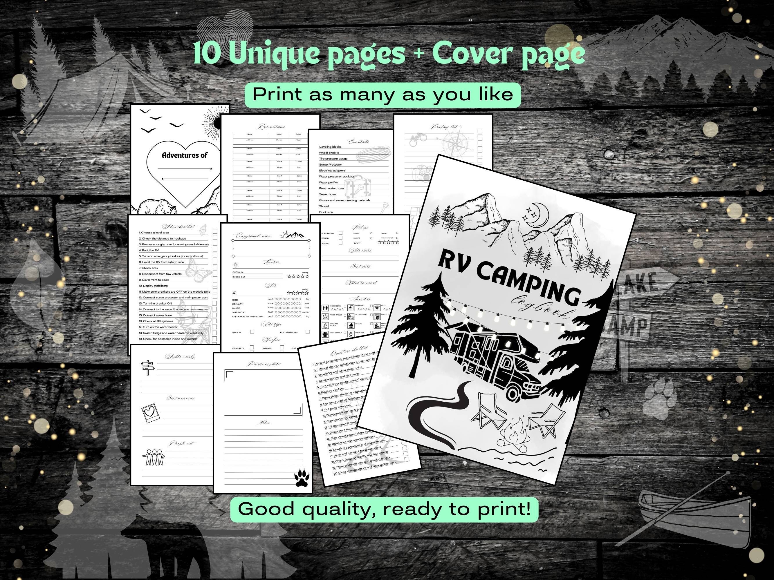 RV Camping Logbook Printable PDF Letter, A4, A5, Half Letter | 10 ...
