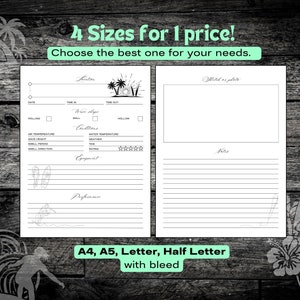 Printable Surfing Logbook & Performance Journal 121 Page for 60 Surf ...