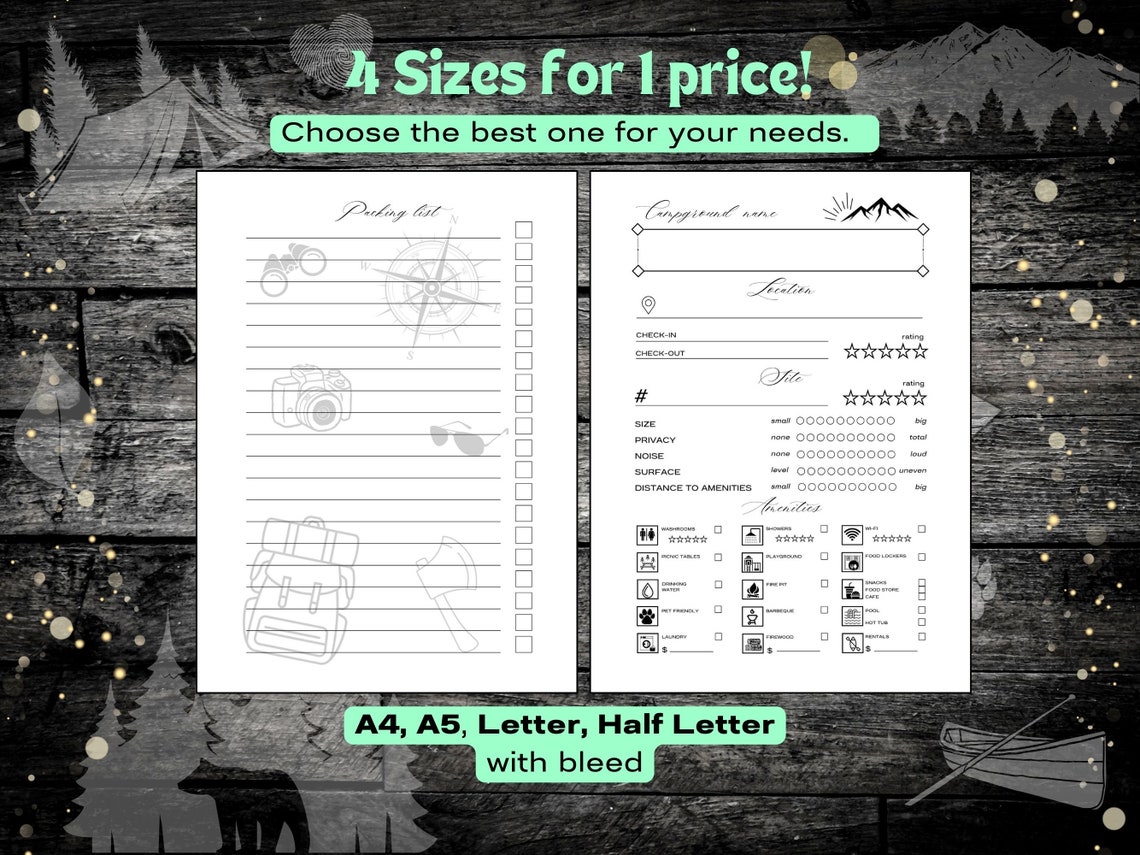 Printable Camping Logbook 134 Pages + Cover Page | Ready to Download ...