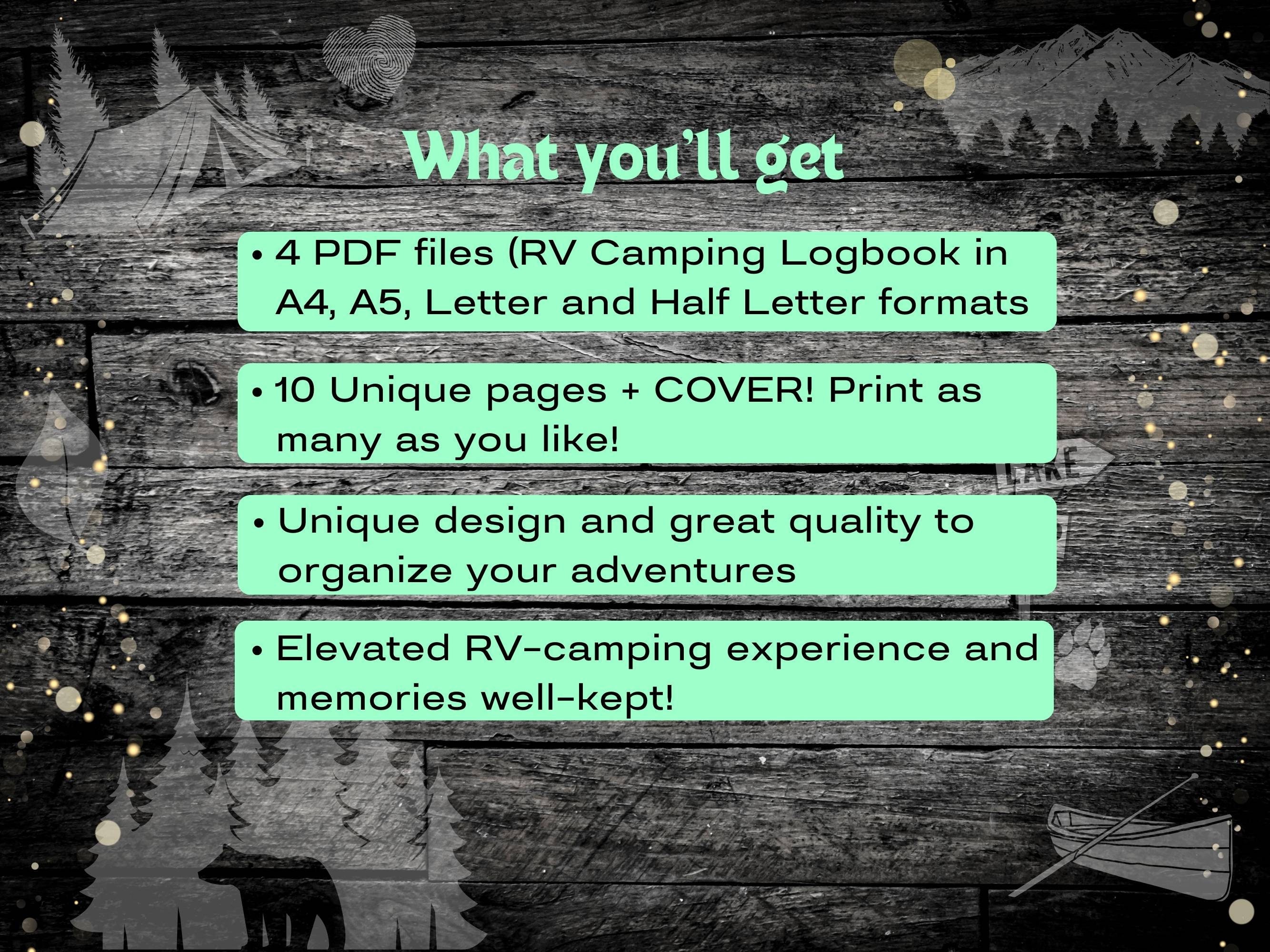 RV Camping Logbook Printable PDF Letter, A4, A5, Half Letter | 10 ...