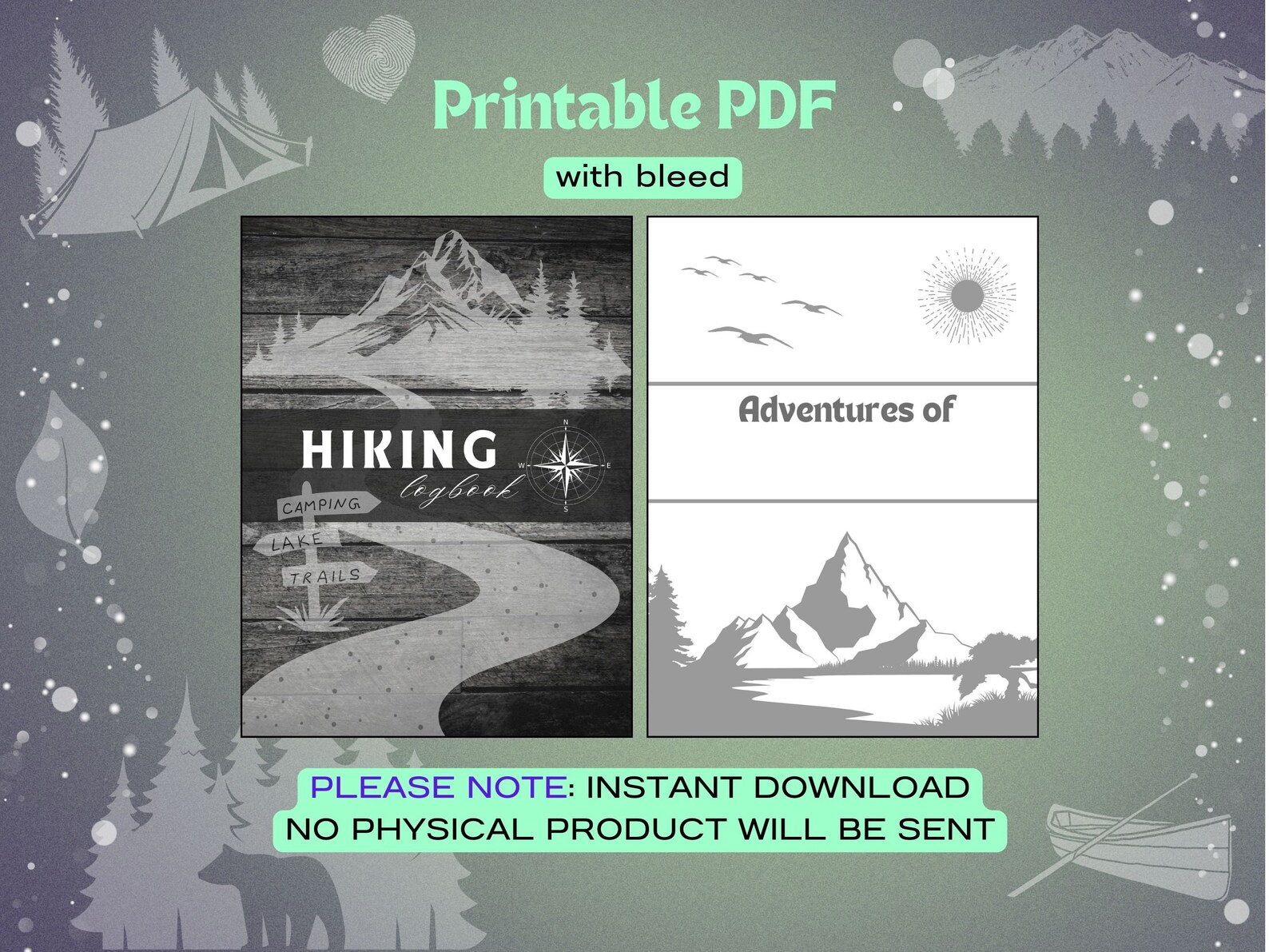 Printable Hiking Logbook & Adventures Journal 105 Pages for 50 Hikes ...