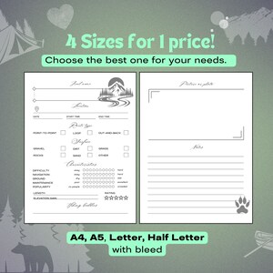 Printable Hiking Logbook & Adventures Journal 105 Pages for 50 Hikes ...