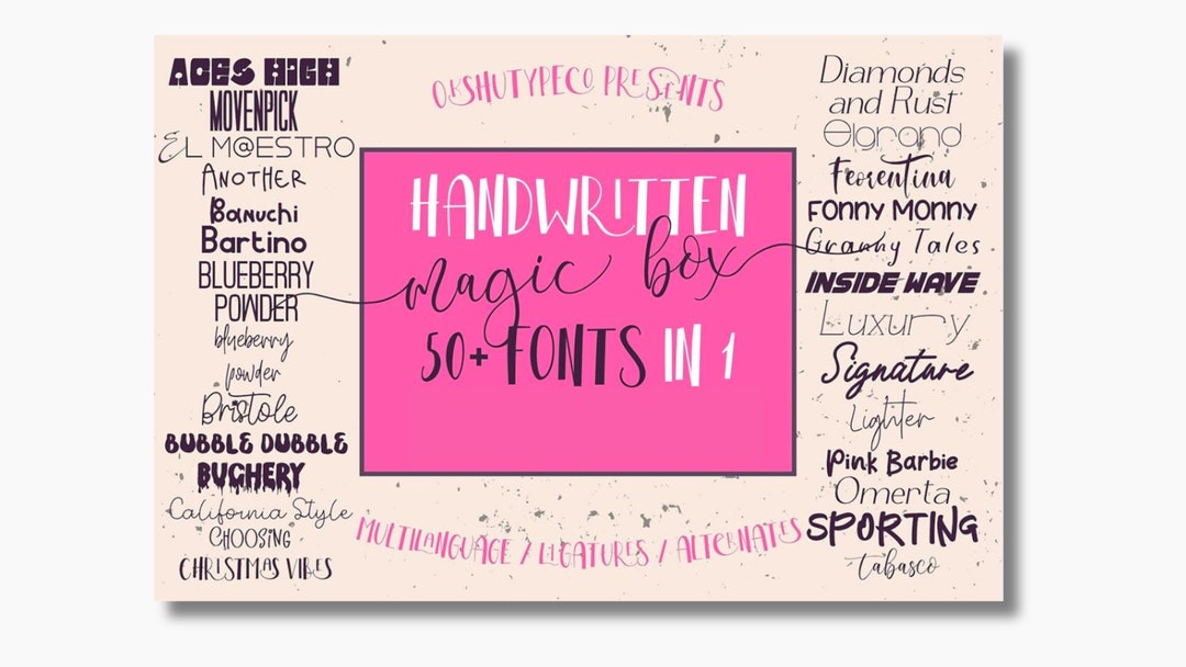 Handwritten Magic Box Font Bundle Vintage Canva Fonts Cricut Silhouette ...