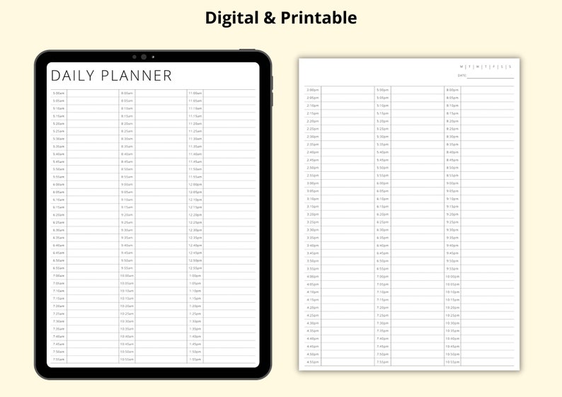 5 Minute Planner, Appointment Tracker, Time Block PDF, Schedule ...