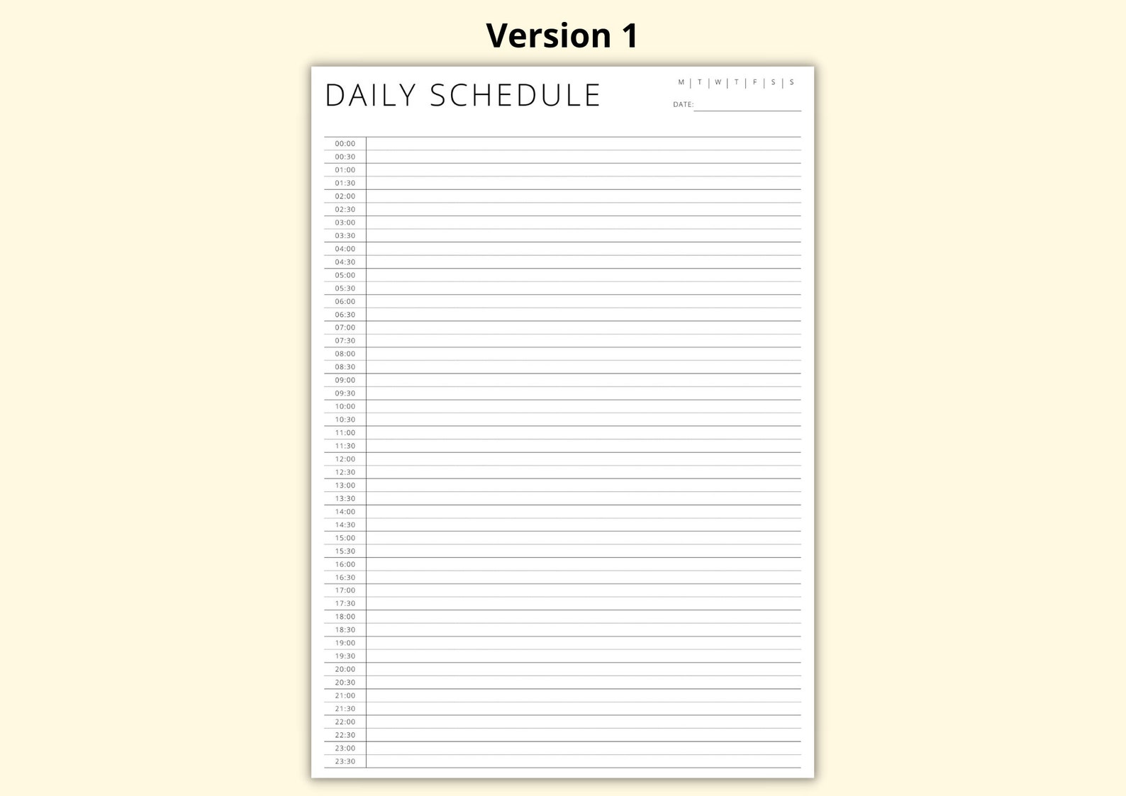 24 Hour Daily Planner, 30 Minute Intervals, Hourly Time Blocking PDF ...