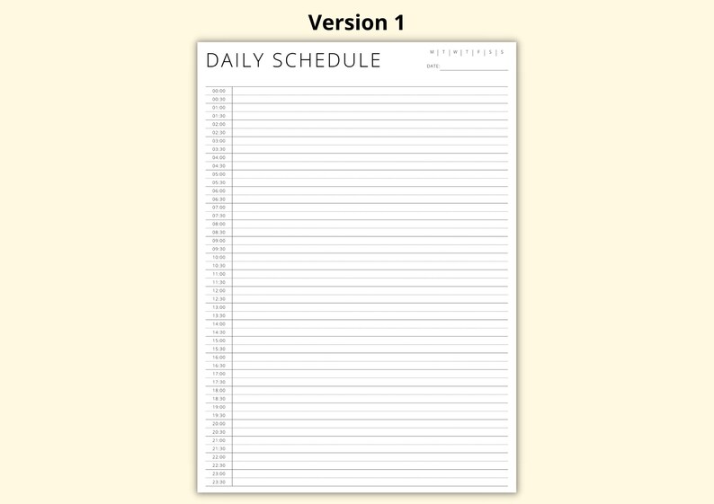 24 Hour Daily Planner, 30 Minute Intervals, Hourly Time Blocking PDF ...