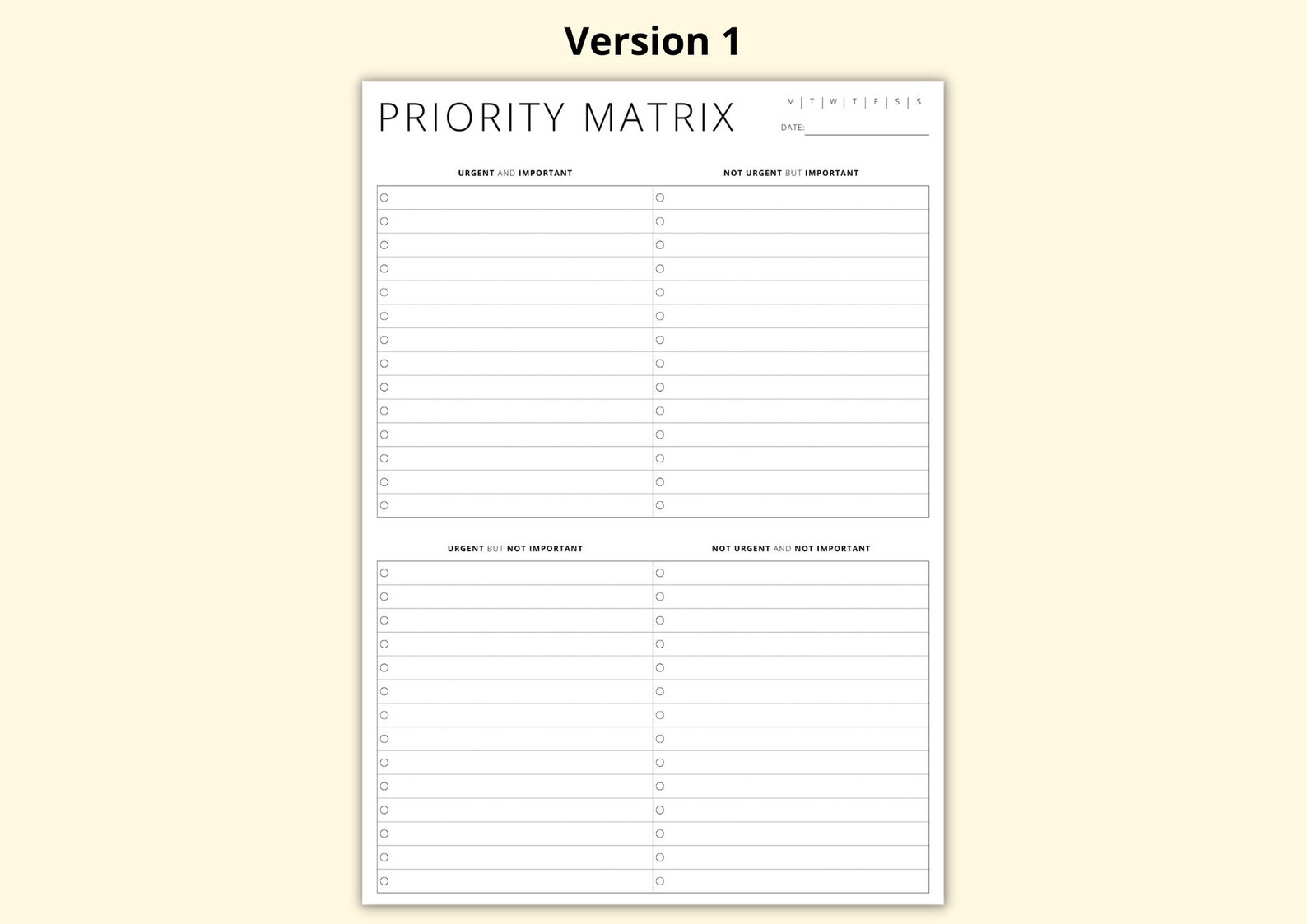 Priority Matrix, Eisenhower Matrix, Decision Matrix, Daily Task ...