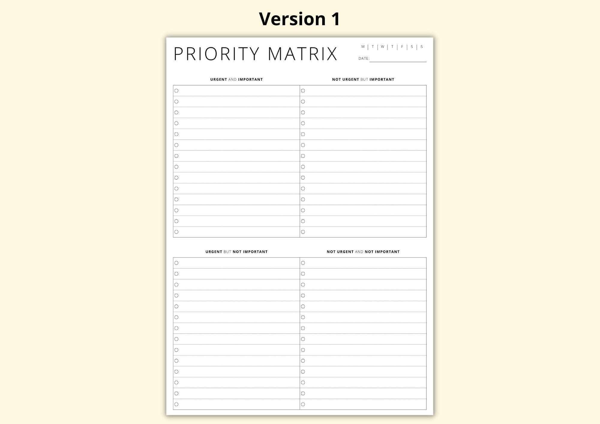 Priority Matrix, Eisenhower Matrix, Decision Matrix, Daily Task ...