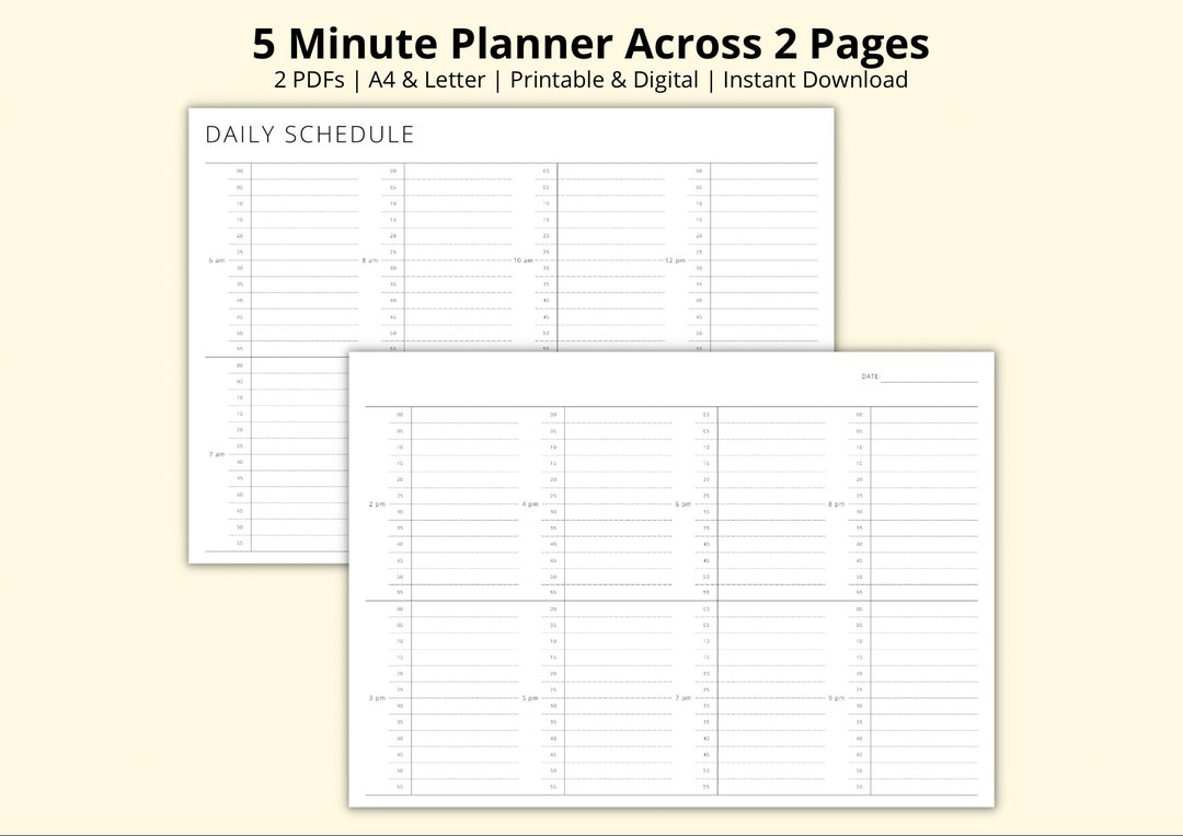 5 Minute Planner Printable, Appointment Tracker, Time Blocking PDF, Day ...