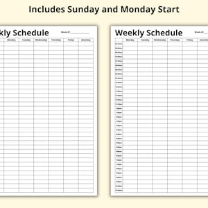 Half Hour Weekly Schedule, 7 Day Planner, Weekly Planner PDF, Week at a ...