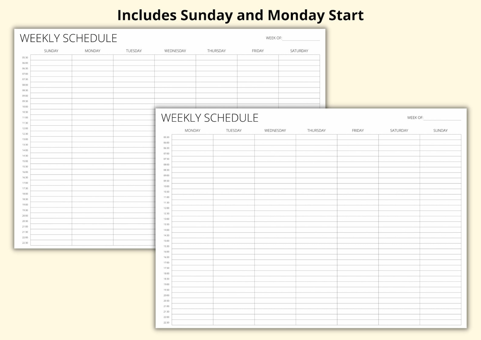 Weekly Time Block Planner, 7 Day Timetable Sheet, 30 Minute Interval ...