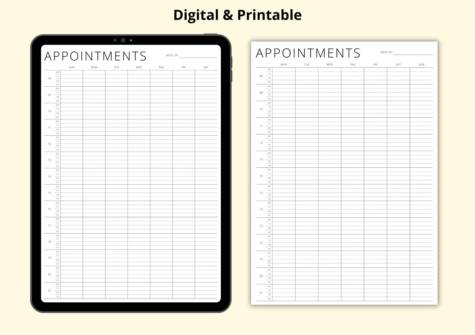 Appointments Tracker, 15 Minute Appointment Book PDF, Appointment Sheet ...