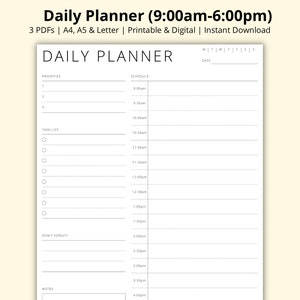 Daily Planner, Time Block Planner Template, 30 Minute Schedule, Half ...