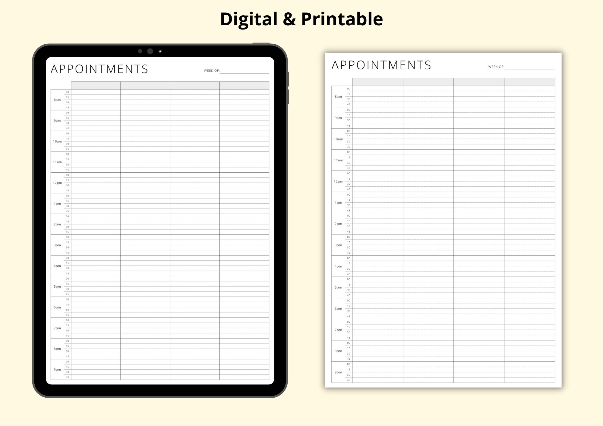Appointment Book 4 Day Schedule, 15 Minute Intervals, Appointment ...