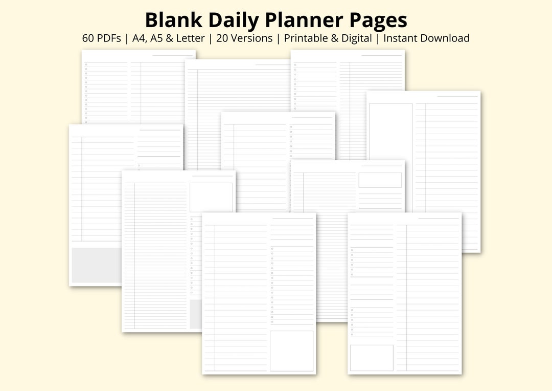 Blank Daily Planner Pages, Day Schedule Templates, Time Blocking PDF ...