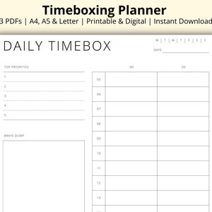 Timeboxing Planner, Daily Timebox Template, Time Blocking PDF, Brain ...
