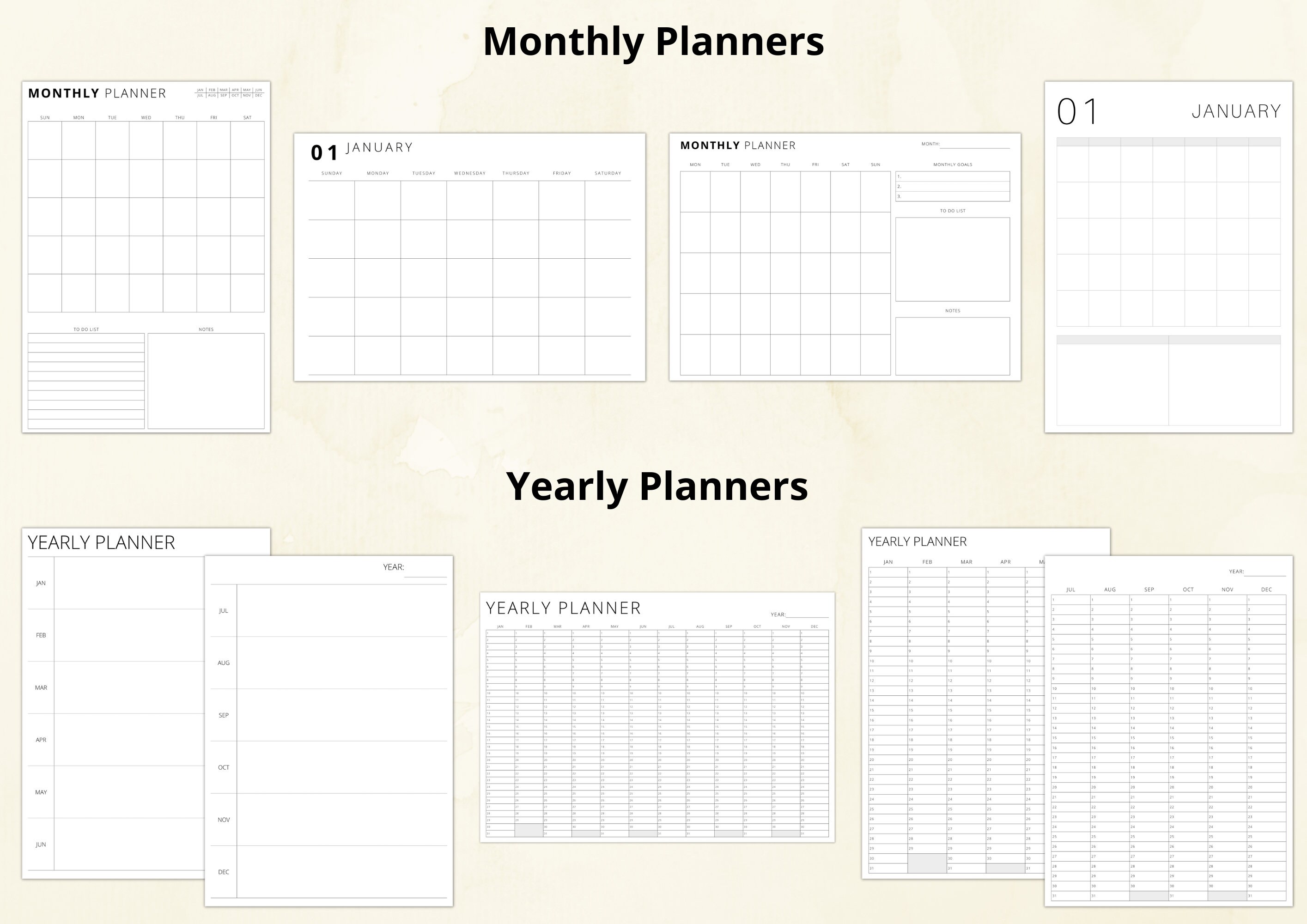 Planner Bundle - Daily Weekly Monthly Yearly Planners, to Do Lists ...