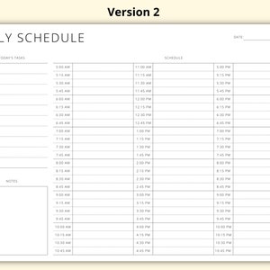 15 Minute Daily Schedule, Printable Timetable Sheet, Day Planner ...
