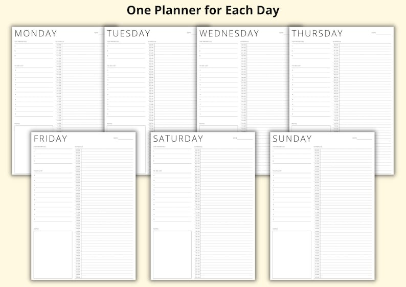 Time Block Planner Template, Daily Planner, 7 Day Planner, 24 Hour ...