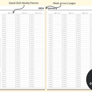 2025 DATED Weekly Planner Printable, 2025 Calendar PDF, 2025 Annual Planner, 2025 Digital Diary ...
