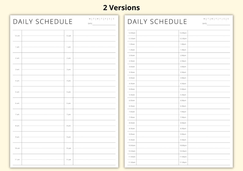 24 Hour Planner, Half-hour Daily Schedule, Time Blocking Planner ...