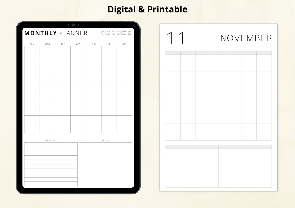Monthly Planner Bundle Monthly Calendar Templates, Monthly Overview ...