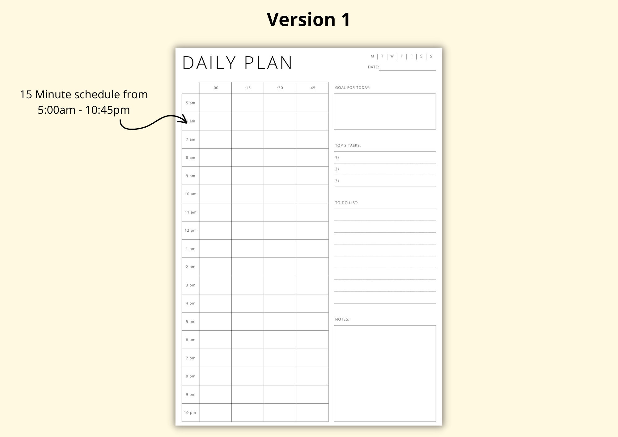 15 Minute Increment Planner, Daily Schedule Template, Time Block PDF ...
