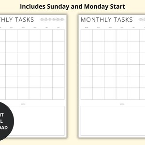 Monthly Tasks Printable, Monthly Planner Template, Blank Calendar Pages ...