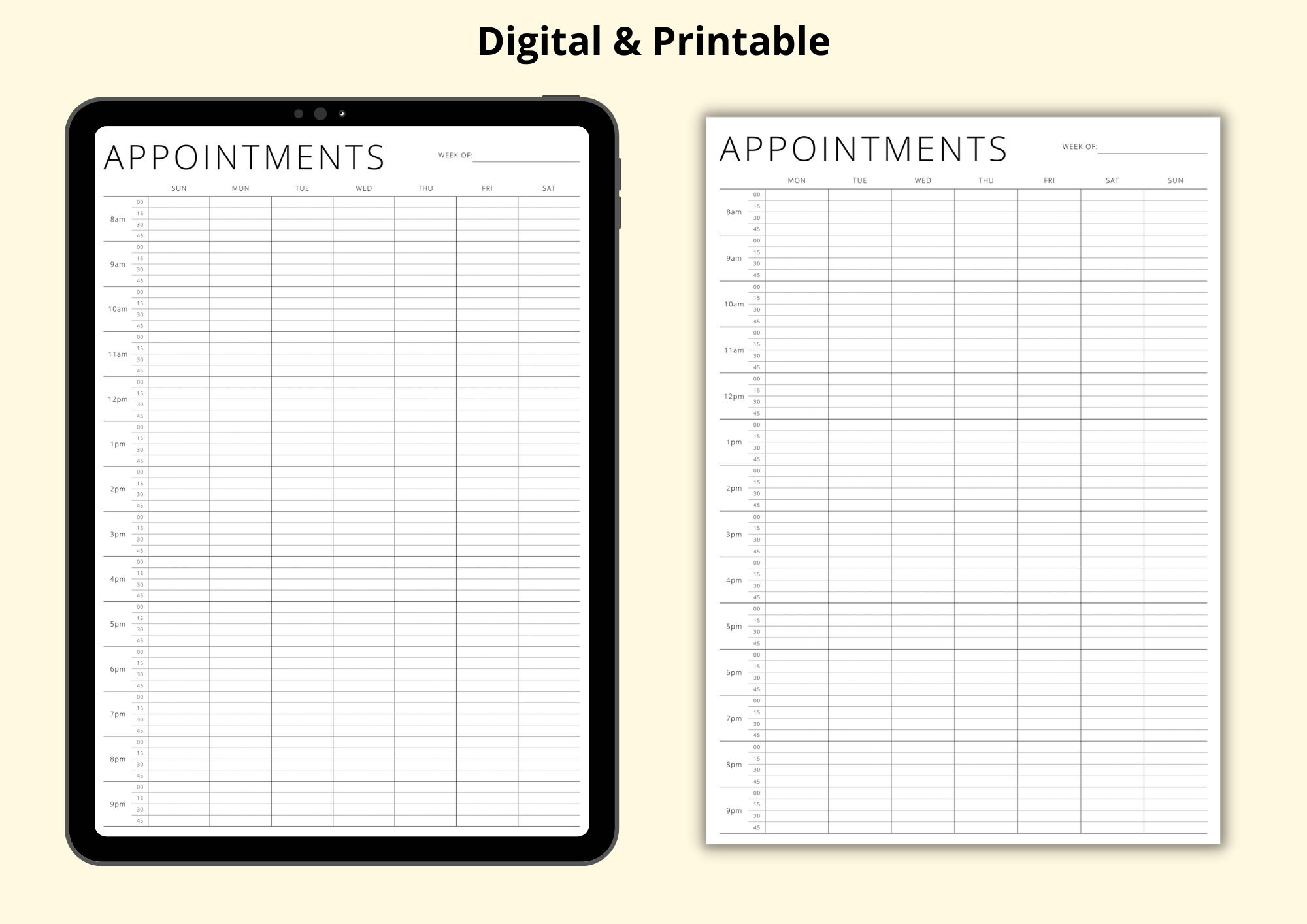 Appointments Tracker Printable, 15 Minute Interval Planner Template ...