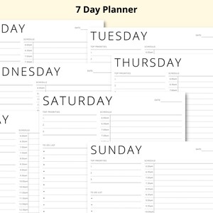 Daily Planner, 7 Day Time Block Template, Half Hourly Planner, 30 ...