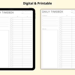 Timebox Template, 24 Hour Daily Schedule, Time Blocking, 30 Minute ...
